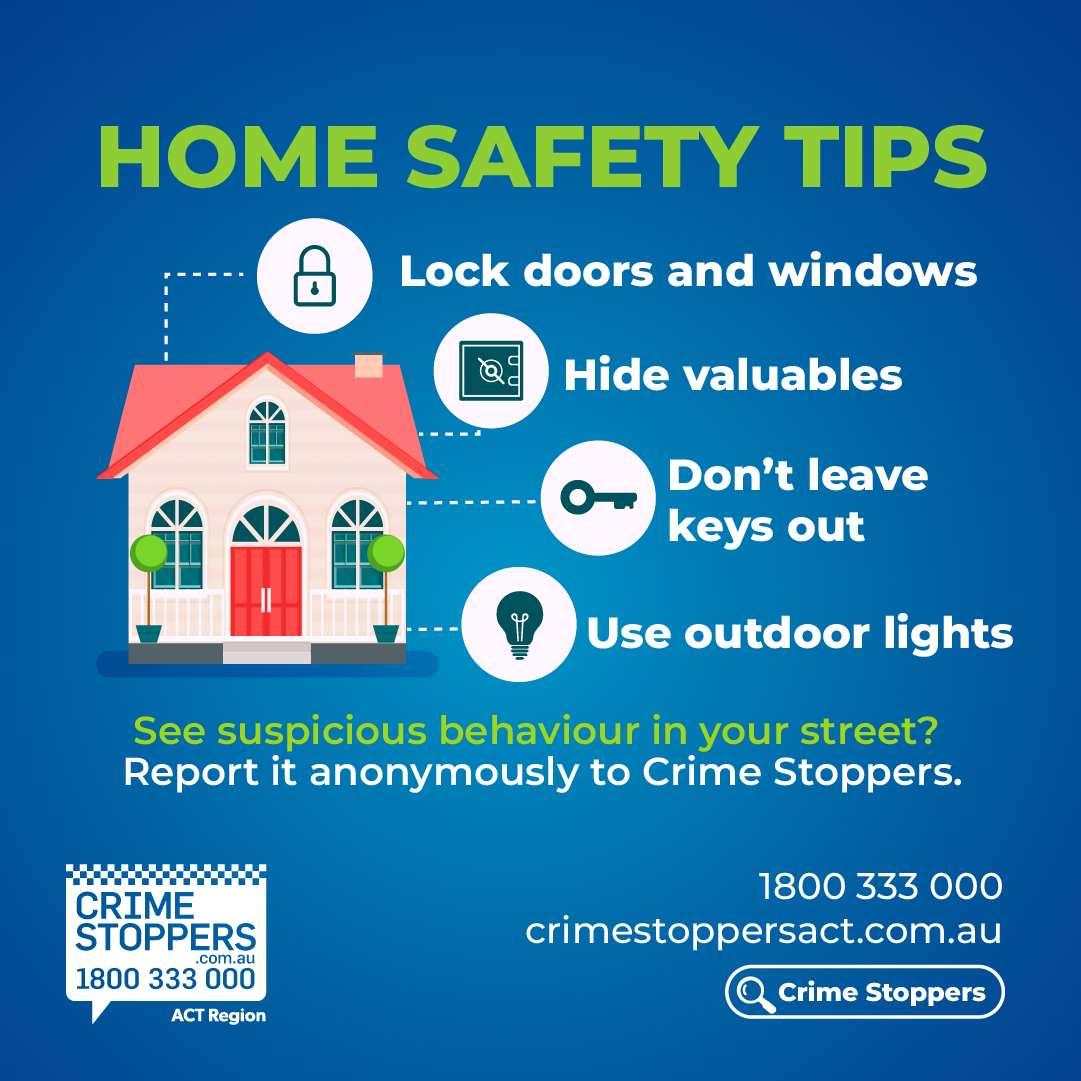 Home safety tips • Crime Stoppers ACT